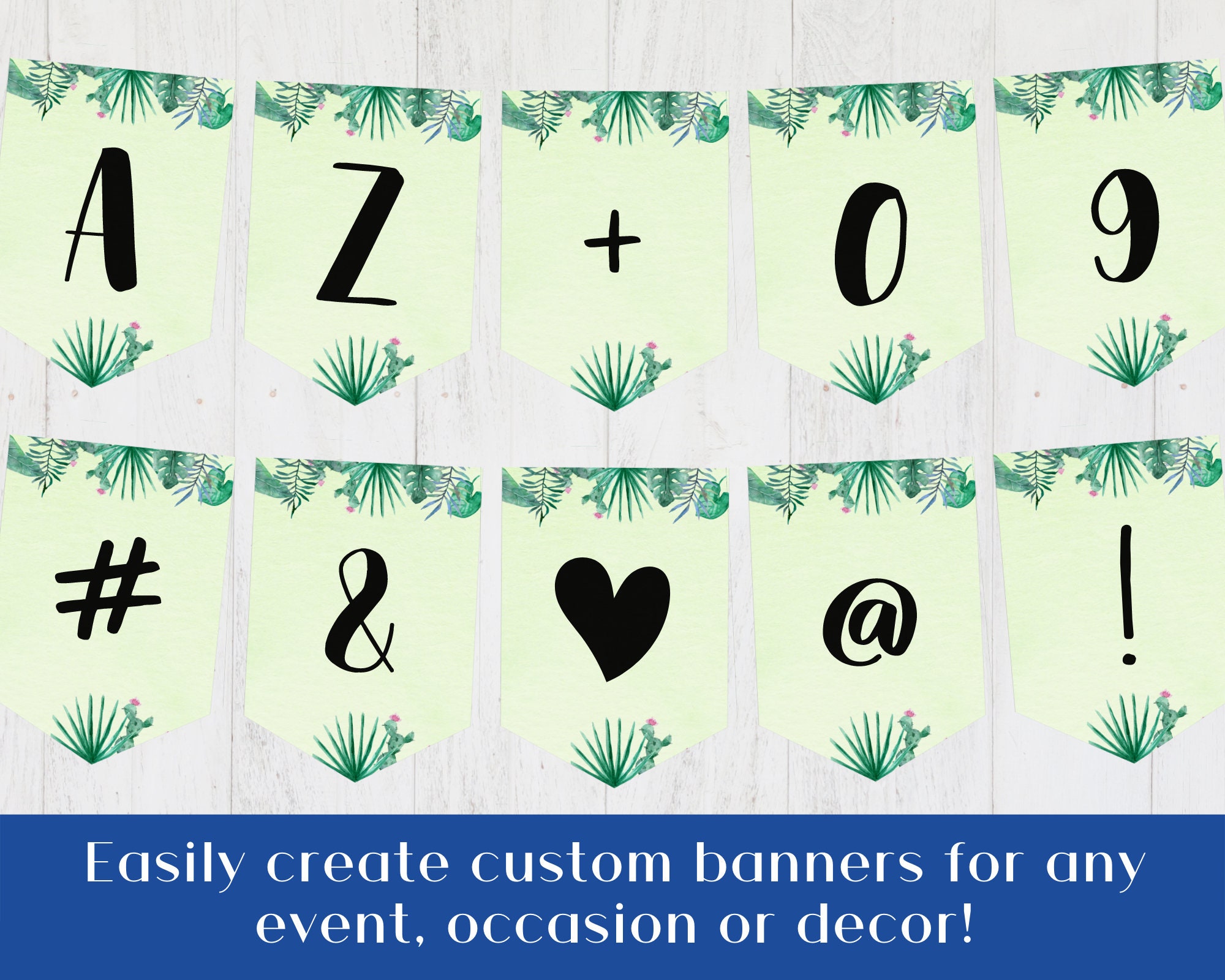 Watercolor Alphabet Bunting Nature Theme Banner DIY Birthday - Etsy