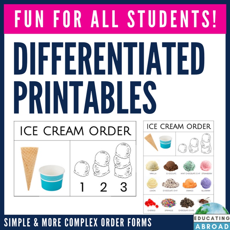 Dramatic Play Printable Ice Cream Shop for Prek to Kindergarten Pretend ...