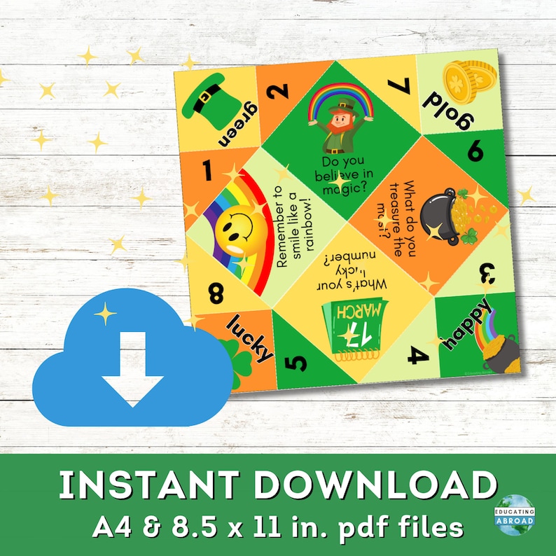 St. Patrick's Day Origami Fortune Teller: Kids' Craft (PDF Pattern) - Etsy
