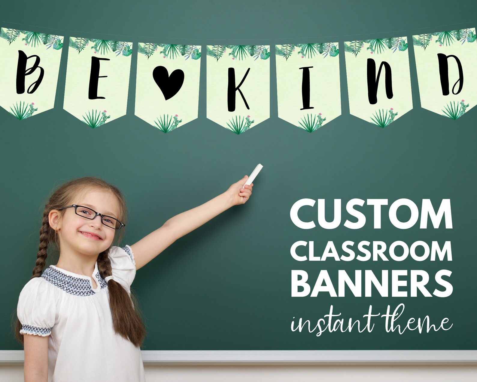 Watercolor Alphabet Bunting, Nature Theme Banner, DIY Birthday Party ...