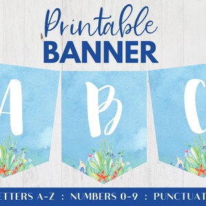 Sea Life Printable Banner: Alphabet, Numbers, Punctuation (digital ...