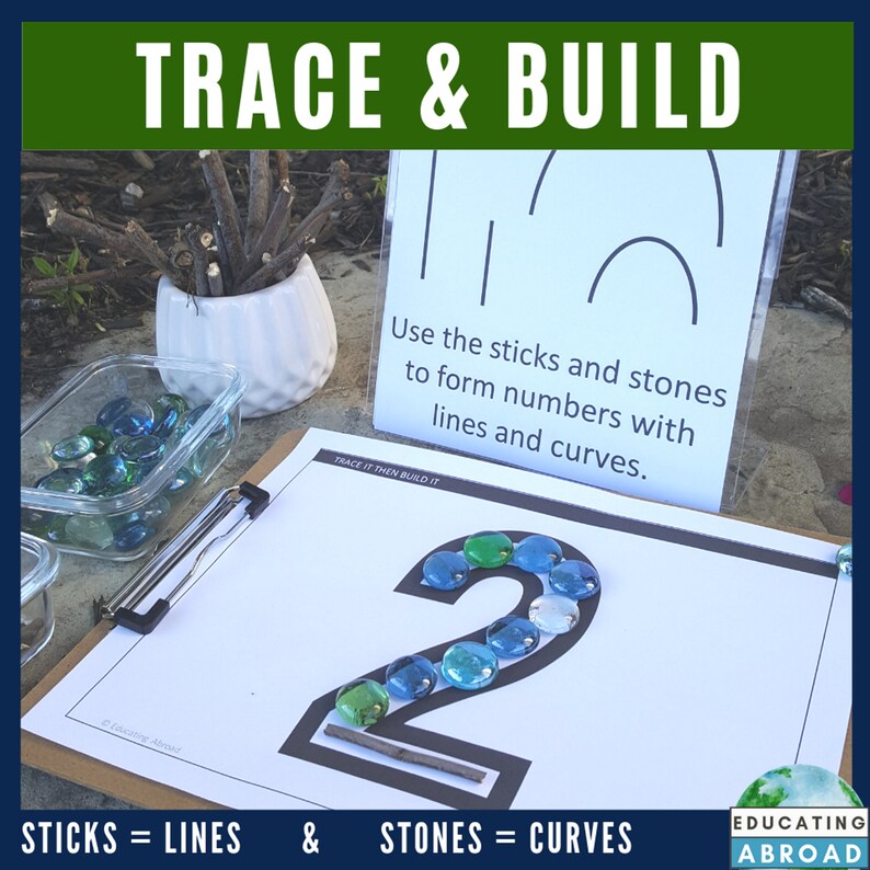 Sticks and Stones Letter & Number Formation Mats: Reggio Emilia Prek ...
