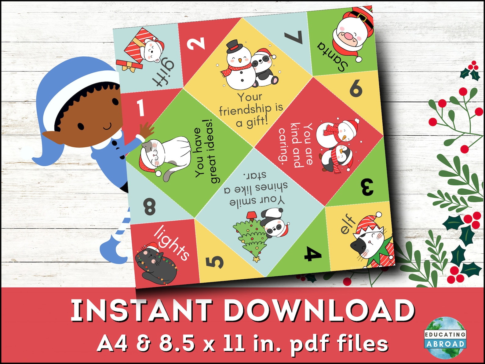 Printable Christmas Craft for Kids | Holiday Cootie Catcher | Kids ...