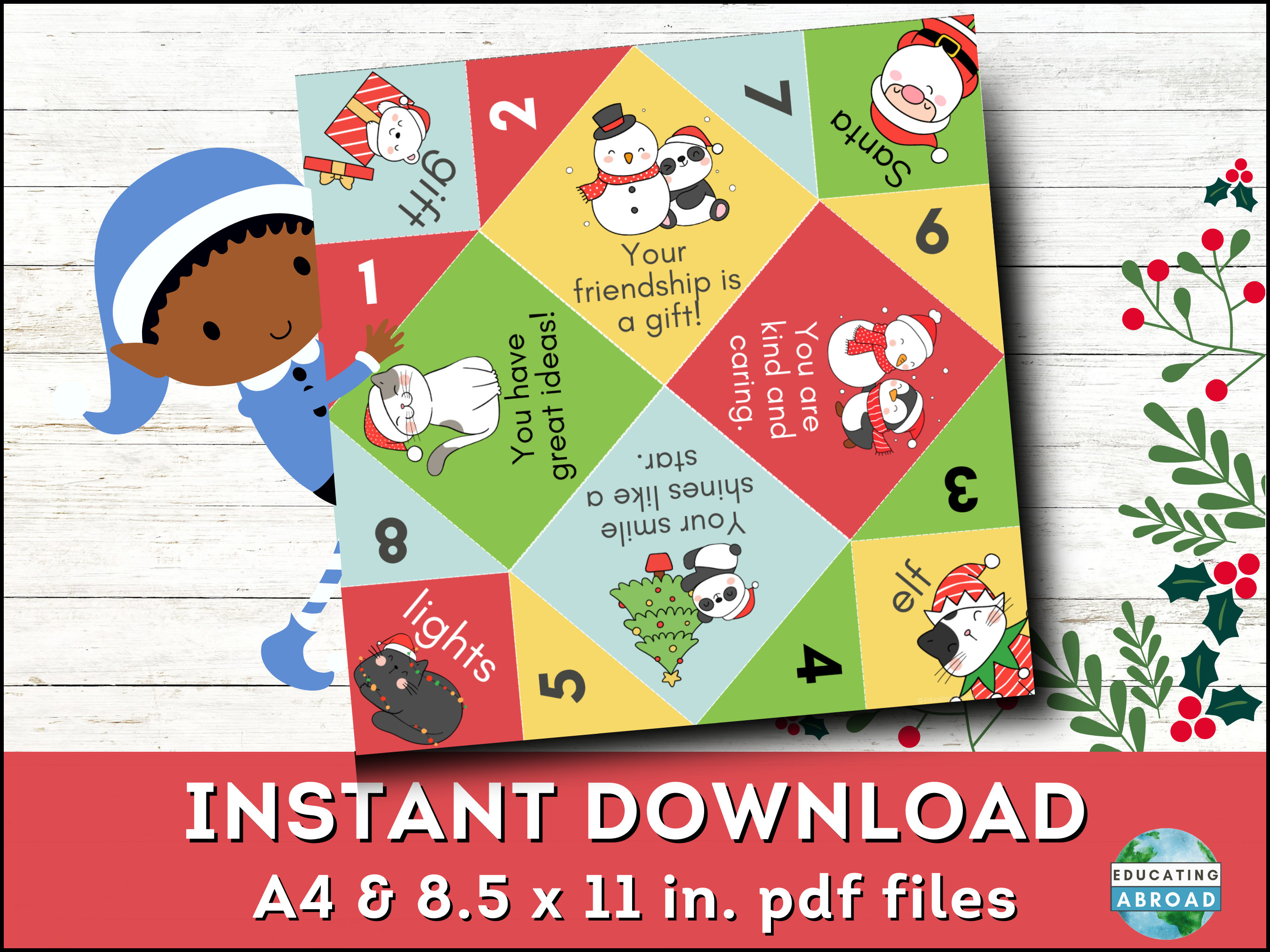 Printable Christmas Craft for Kids | Holiday Cootie Catcher | Kids ...