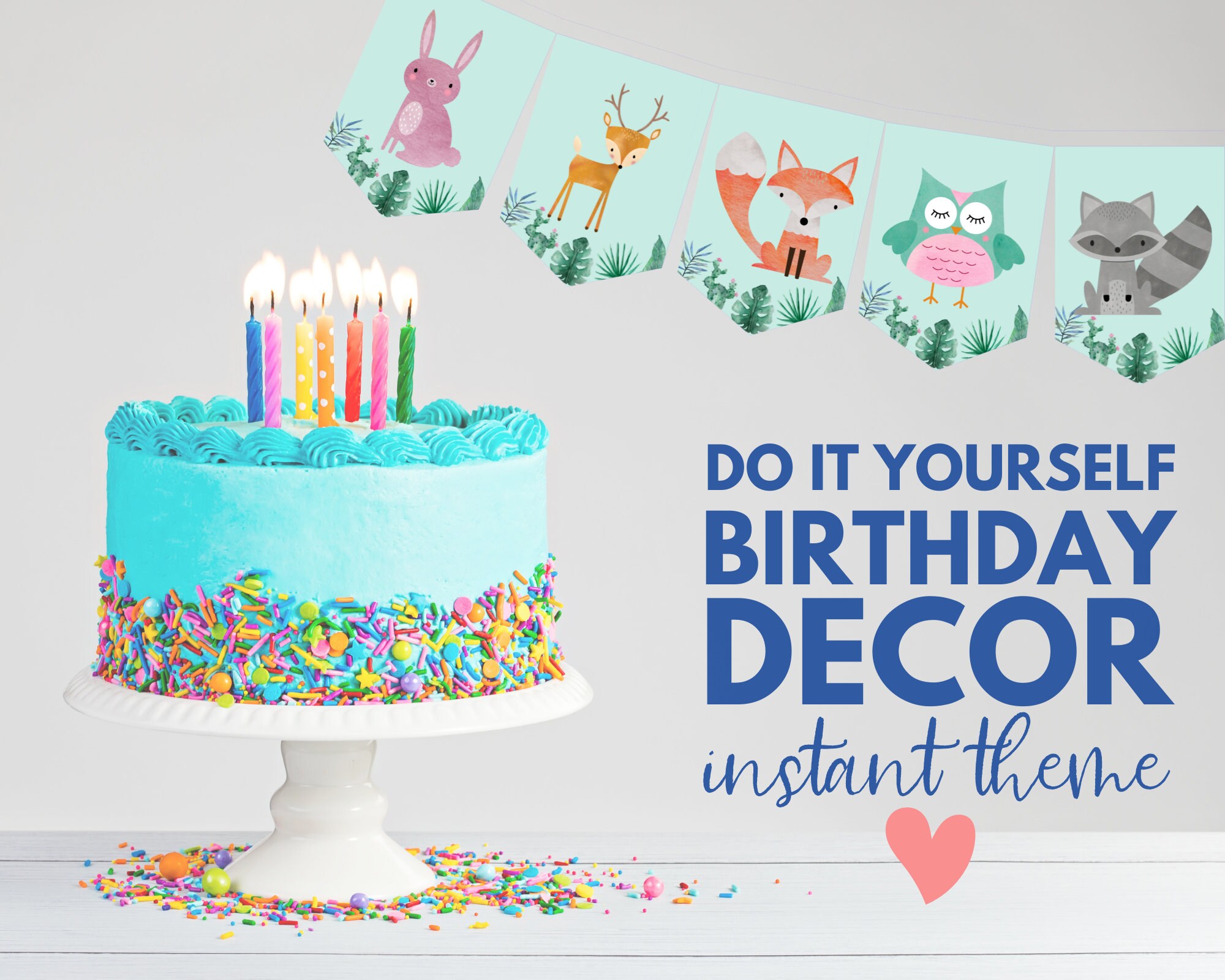 Animal Theme Printable Birthday Bunting Banner Party Decor - Etsy