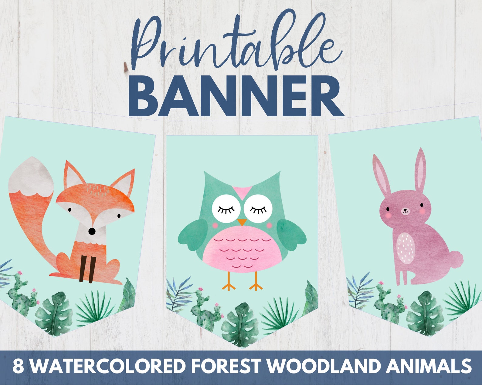 Animal Theme Printable Birthday Bunting Banner Party Decor - Etsy