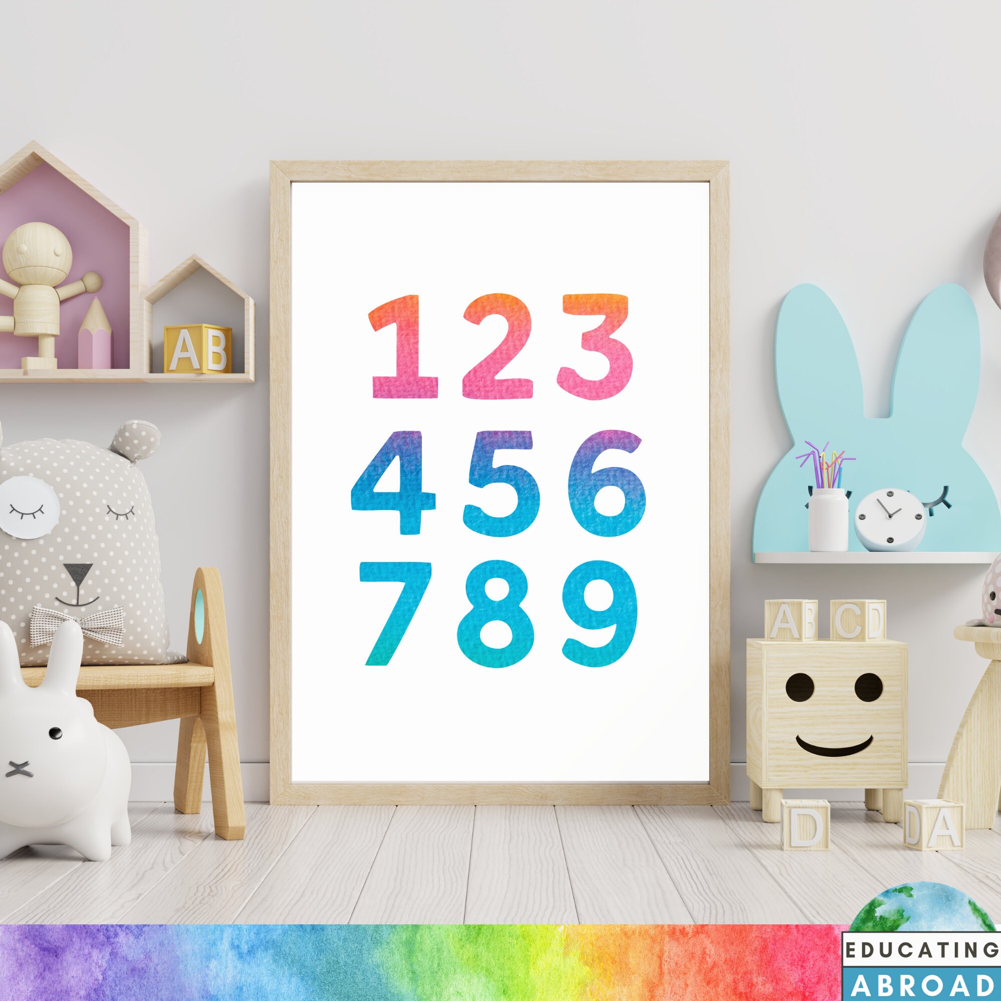 Numbers 1 to 9 Printable Poster for Kids Nursery or Classroom - Etsy