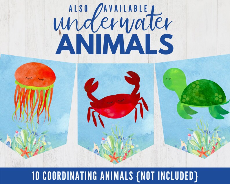 Sea Life Printable Banner: Alphabet, Numbers, Punctuation (digital ...
