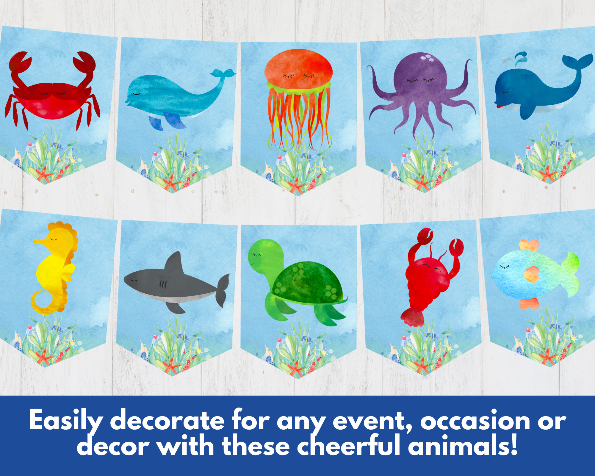 Printable Under the Sea Banner Birthday Party Bunting Sea | Etsy