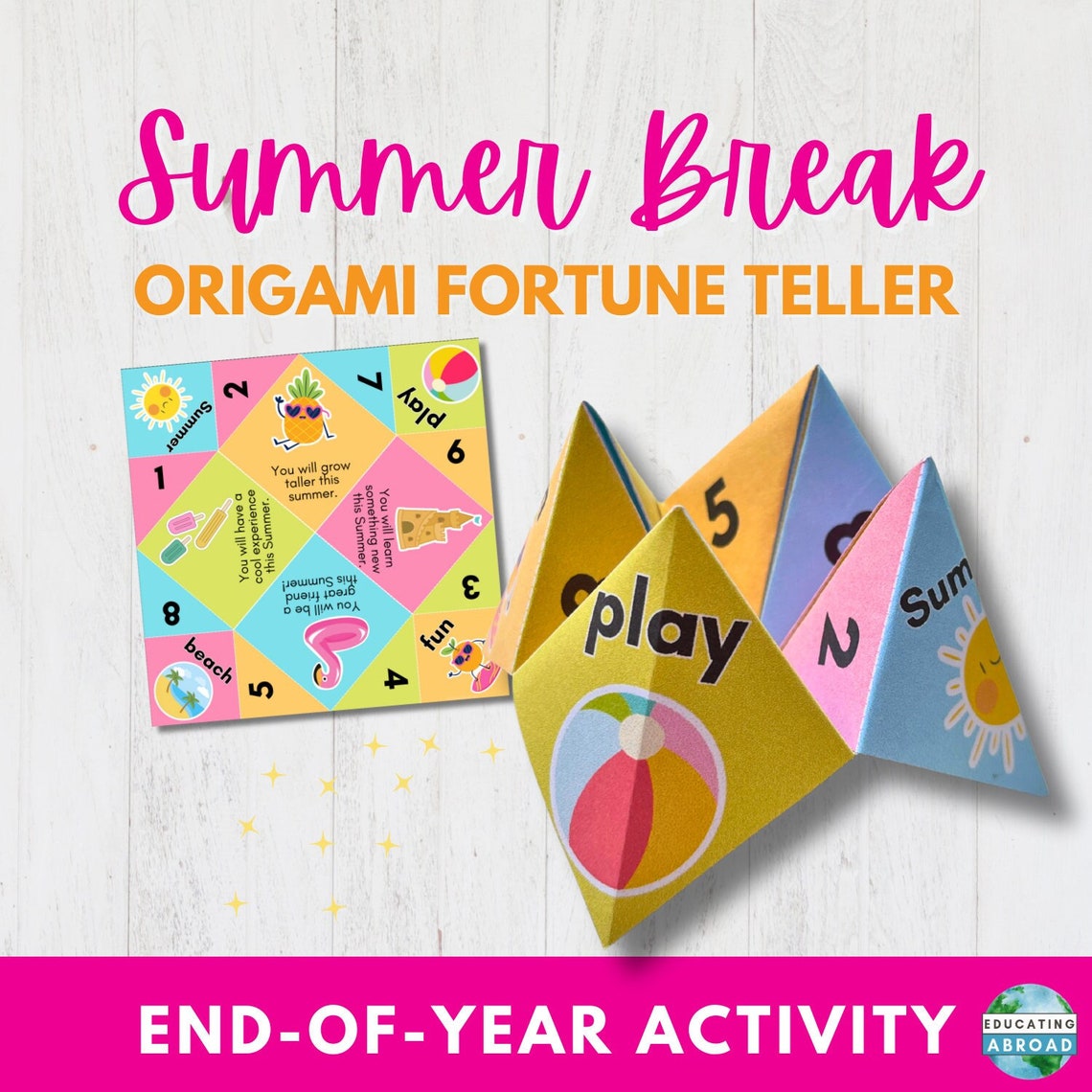 Summer Break Fortune Teller: Classroom Origami Craft (PDF Pattern) - Etsy