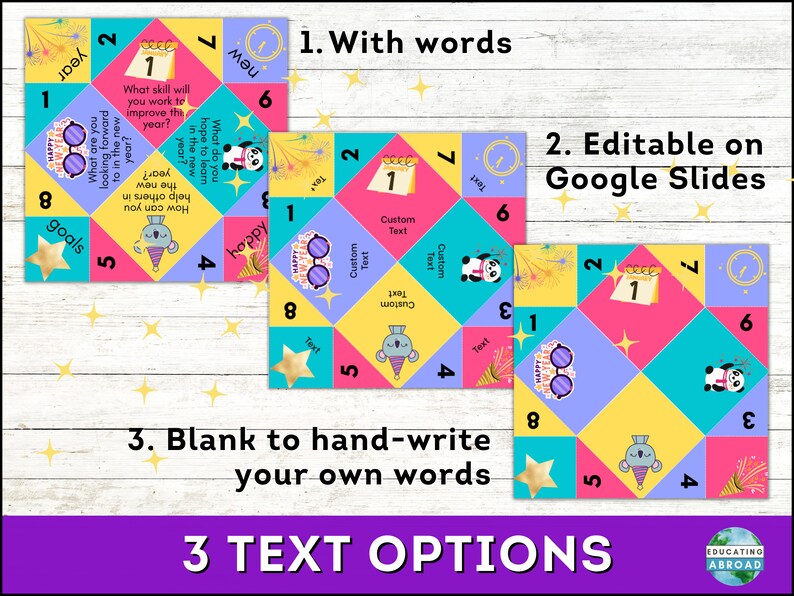 New Year's Eve Origami Fortune Teller: Goal Setting Craft (PDF) - Etsy