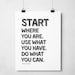 Positive Quote Kids Poster: Classroom Decor, Start Where You Are ...