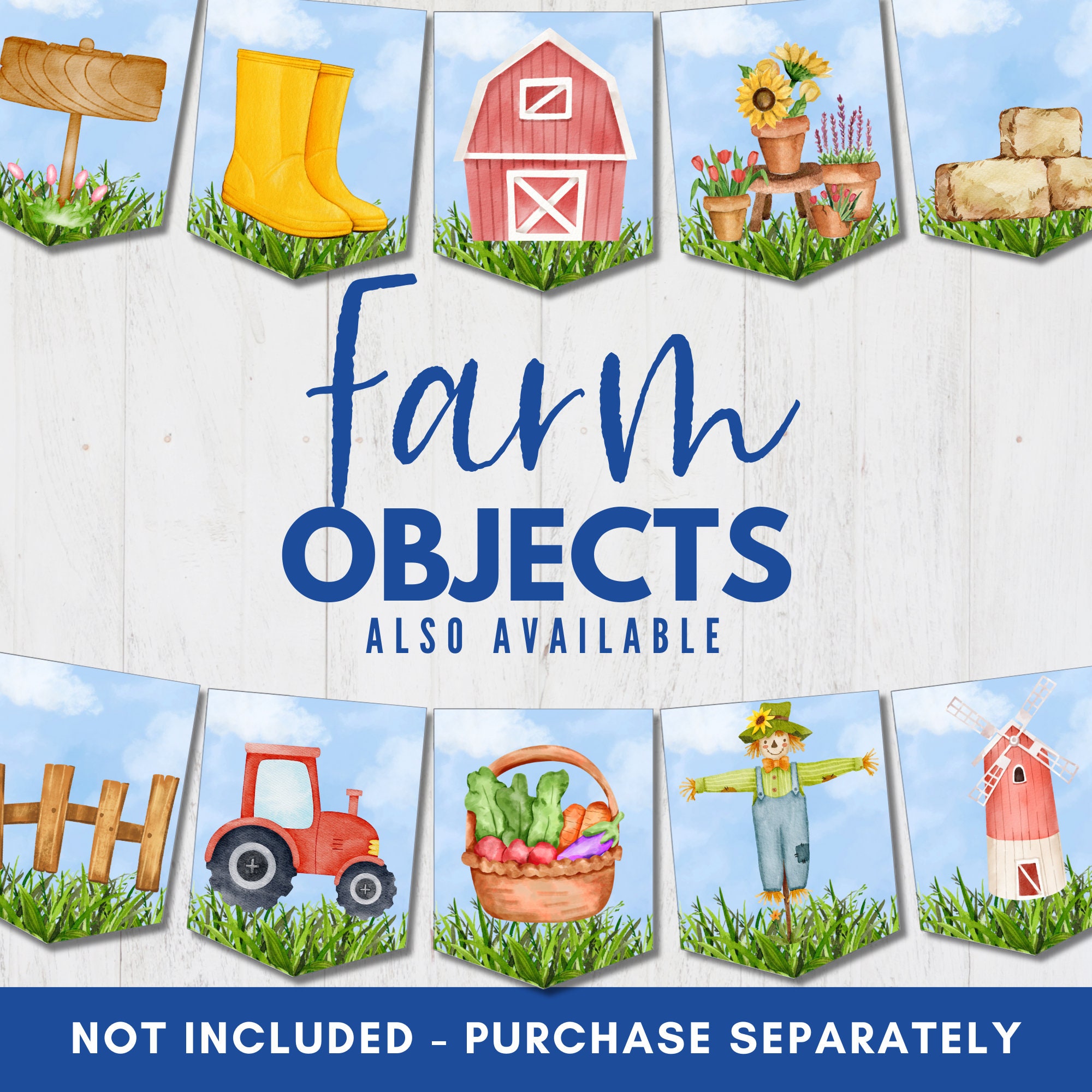 Farm Animals Banner: Printable Barnyard Animals Bunting for Farm ...