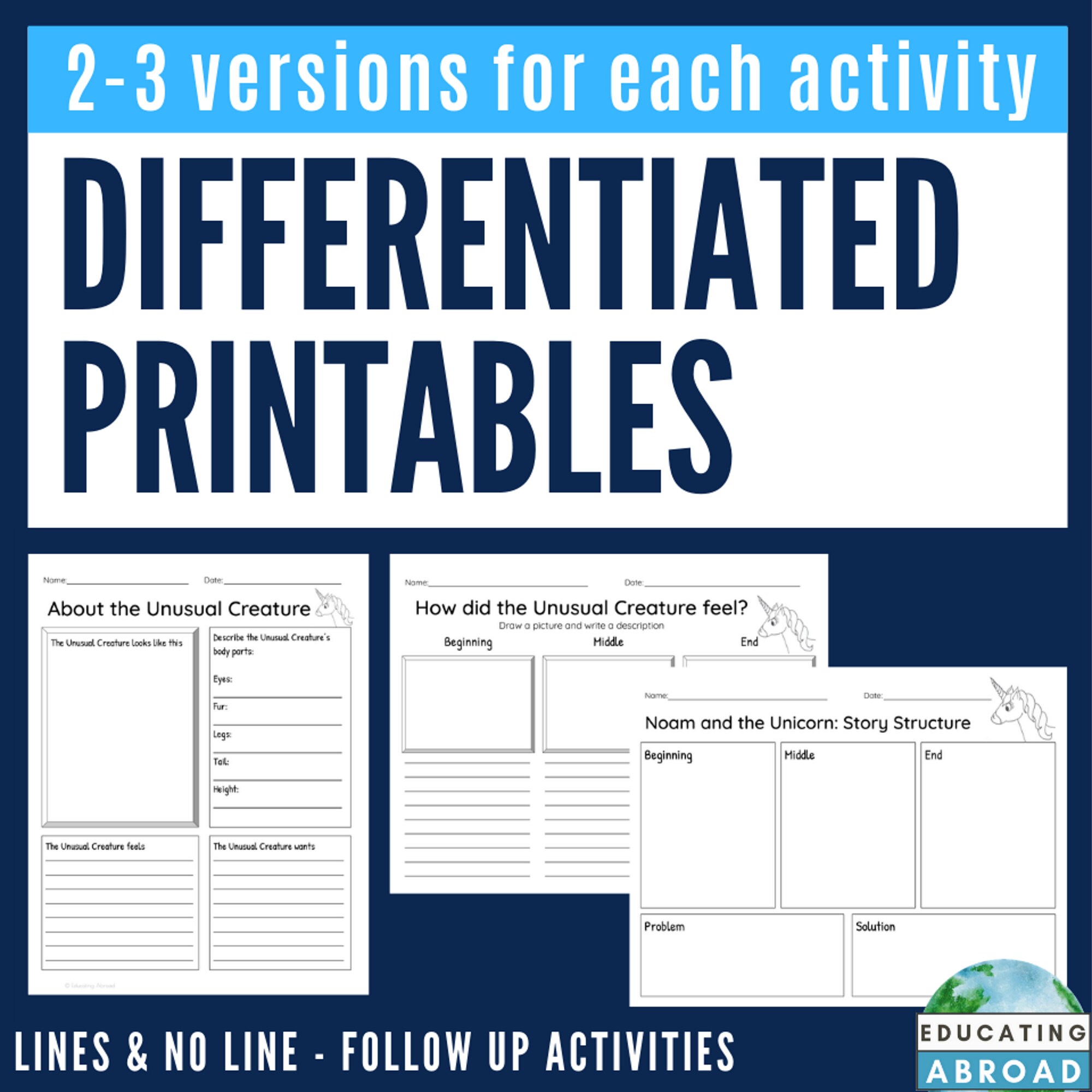 Printable Reading and Writing Worksheets Language Arts NO PREP Teacher ...