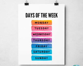 Spanish Language DAYS of THE WEEK in Spanish 2 Posters - Etsy