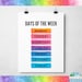 Days of the Week Printable Classroom Decor Nursery Wall Art Rainbow ...