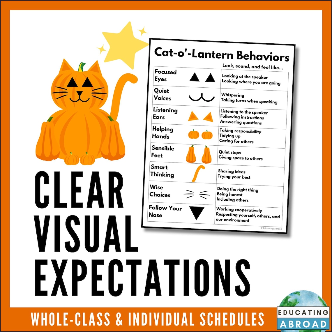 Halloween Behavior Chart: Build a Cat-o-lantern Reward System (digital ...