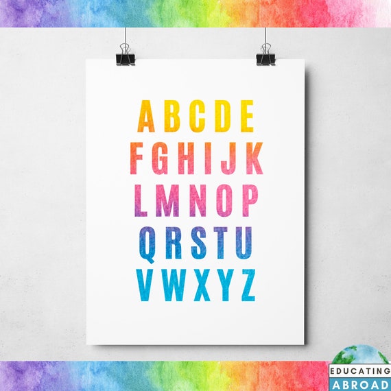 ABC Alphabet Printable Wall Art Rainbow Classroom Decor | Etsy