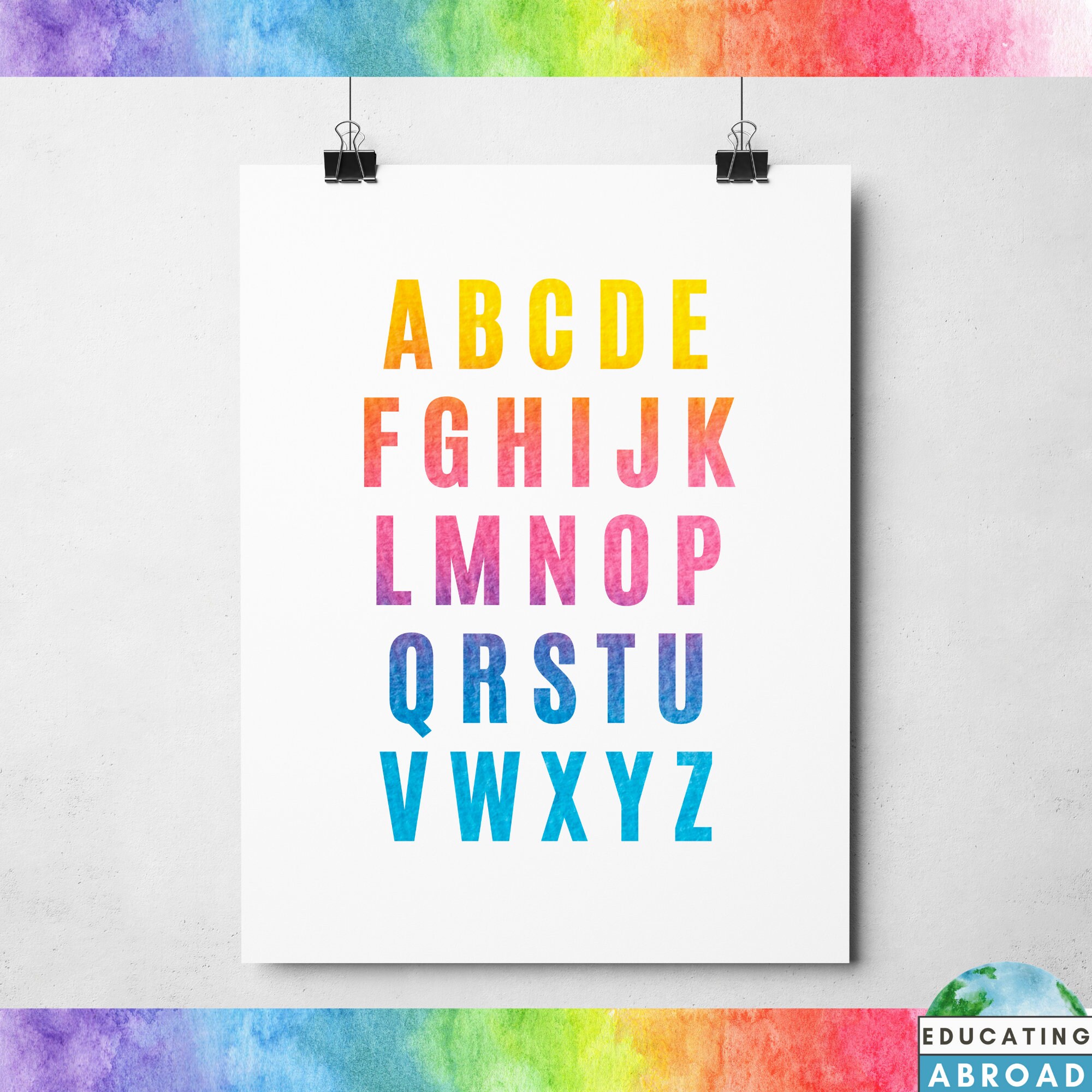 ABC Alphabet Printable Wall Art | Rainbow Classroom Decor | Alphabet ...