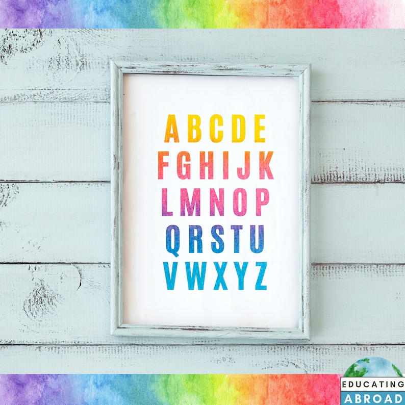 ABC Alphabet Printable Wall Art | Rainbow Classroom Decor | Alphabet ...