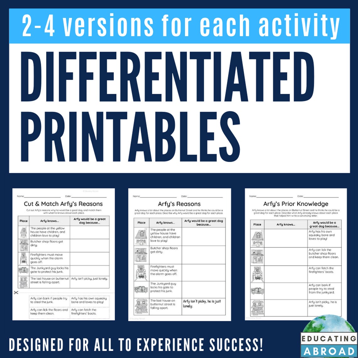 Printable Reading and Writing Worksheets Language Art Activity Lower ...