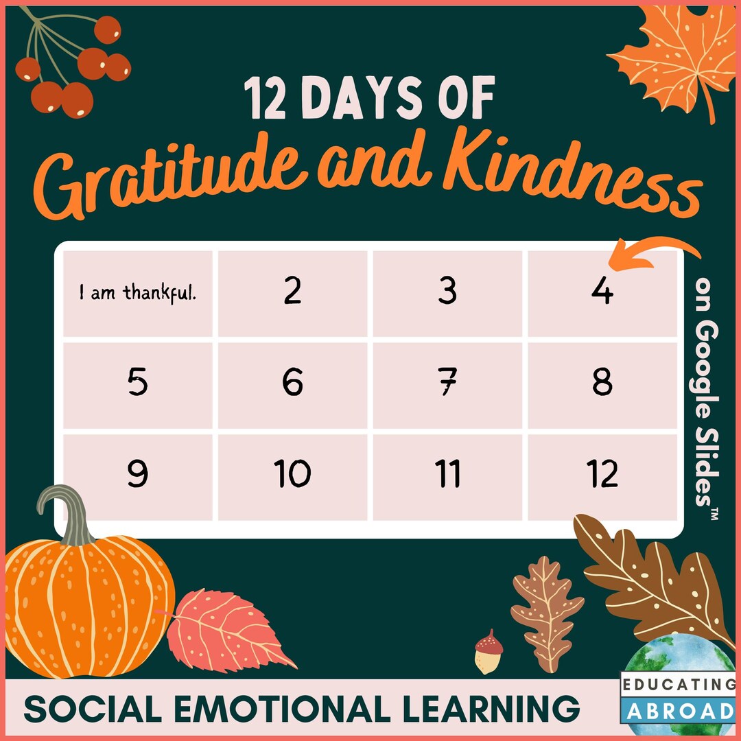 Thanksgiving Activity 12 Days of Gratitude & Reflection | No Prep ...