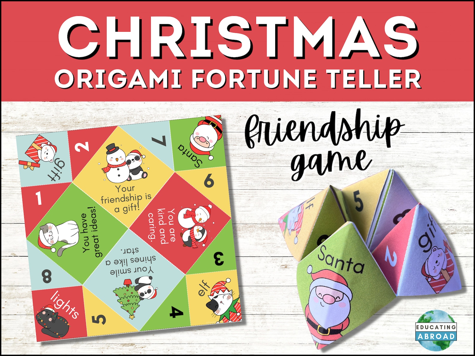 Printable Christmas Craft for Kids | Holiday Cootie Catcher | Kids ...