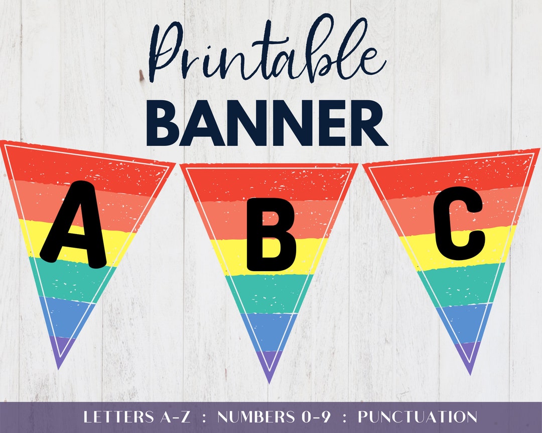 Rainbow Alphabet Banner Flags: ABC Printable Wall Art (digital Download ...