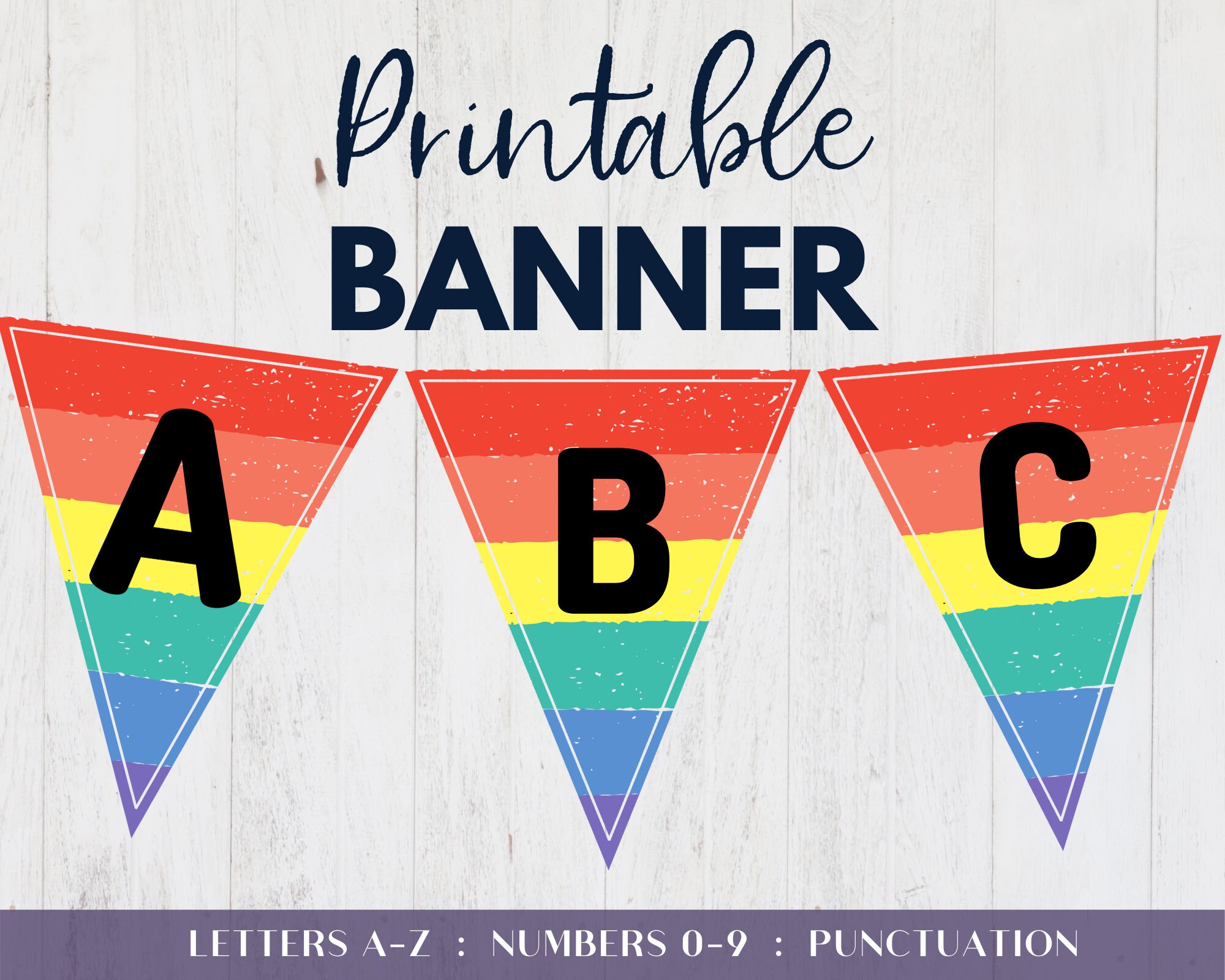 Rainbow Alphabet Banner Flags: ABC Printable Wall Art (digital Download ...