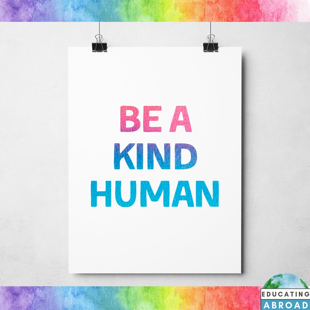 Be A Kind Human Print: Rainbow Inspirational Quote (digital Download ...
