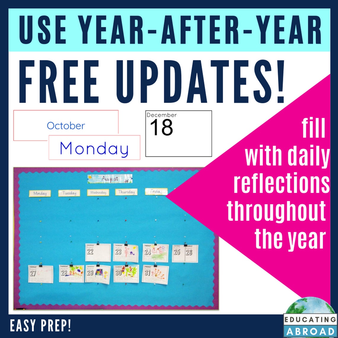 Classroom Calendar Reggio-emilia Inspired Printable Teacher Resource ...