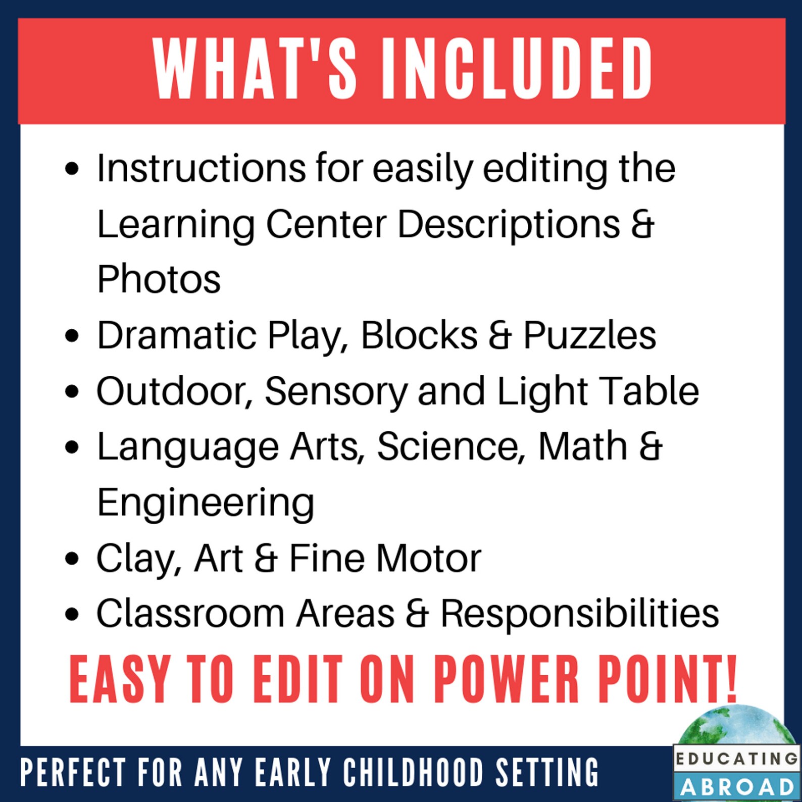 Printable Classroom Decor Editable Learning Center Description ...