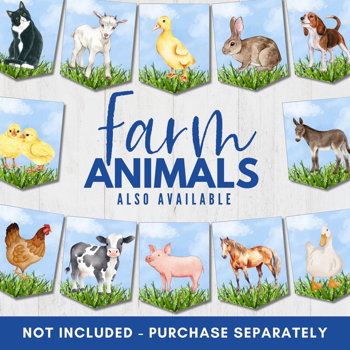 Watercolor Farm Banners: Barnyard Birthday Party Decor (PDF Pattern) - Etsy