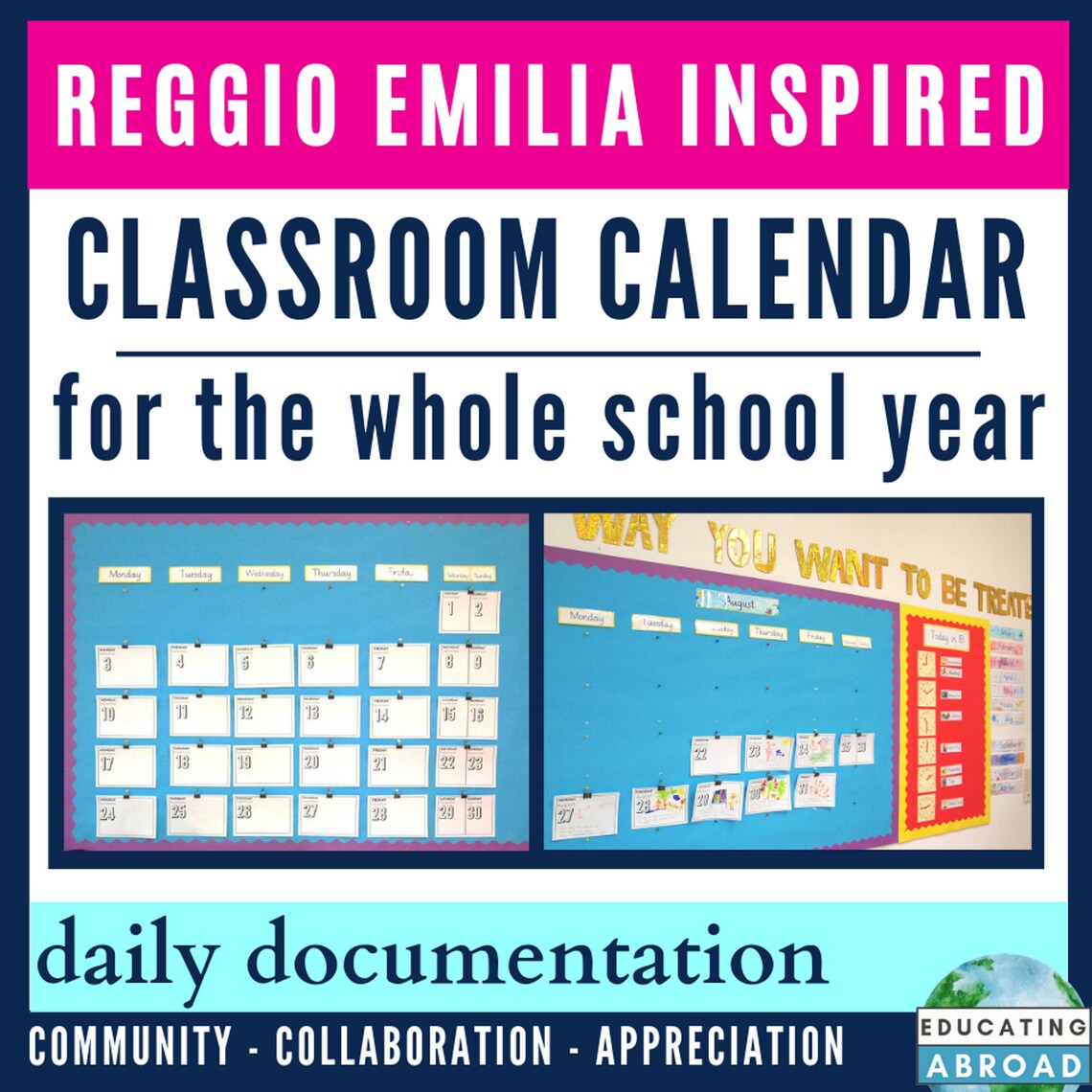 Classroom Calendar Reggio-emilia Inspired Printable Teacher Resource ...