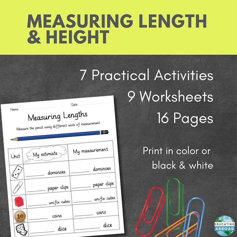 Hands-on Length and Height Measurement Activities: Printable - Etsy