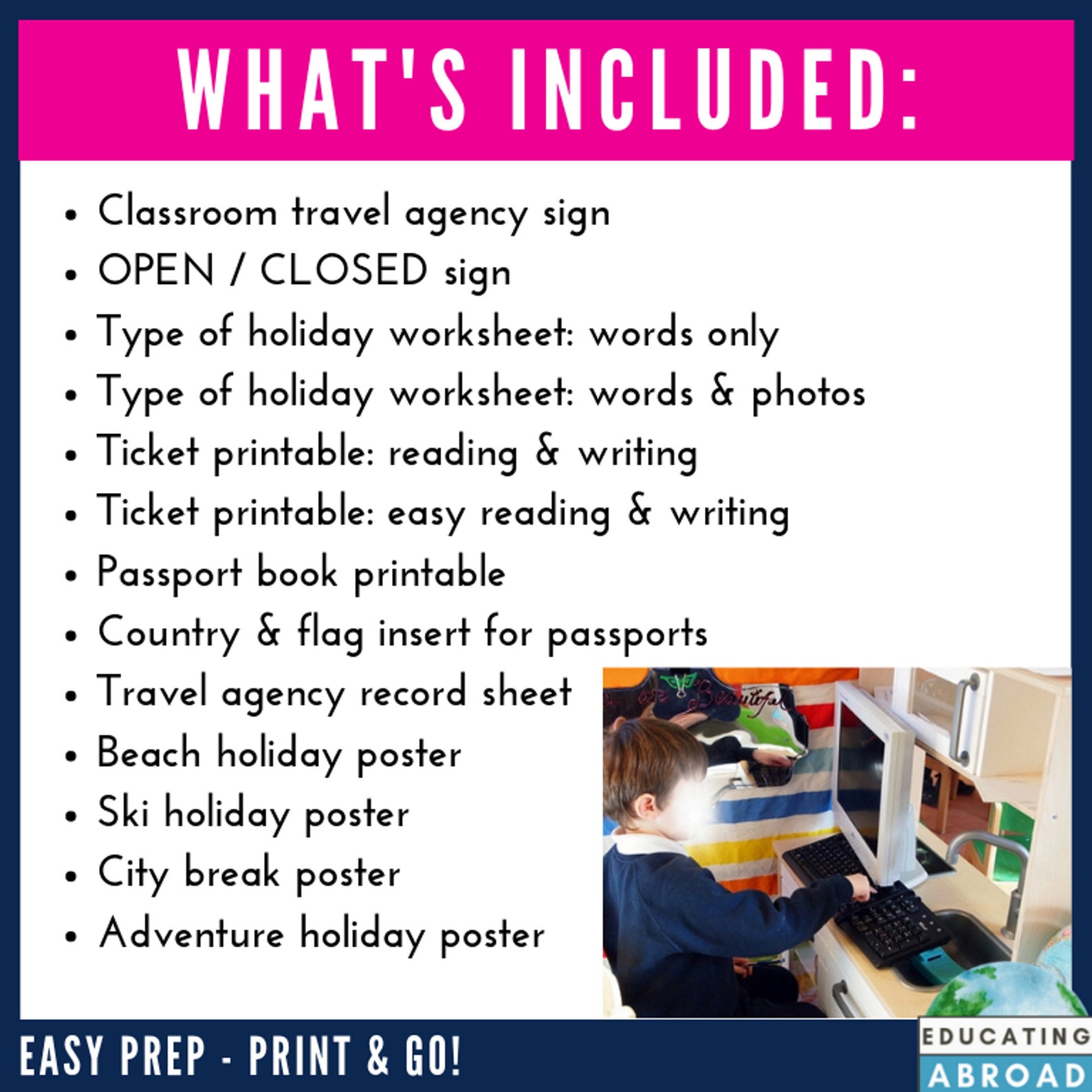 Travel Agency Dramatic Play Set: Classroom Teacher Resource (digital ...