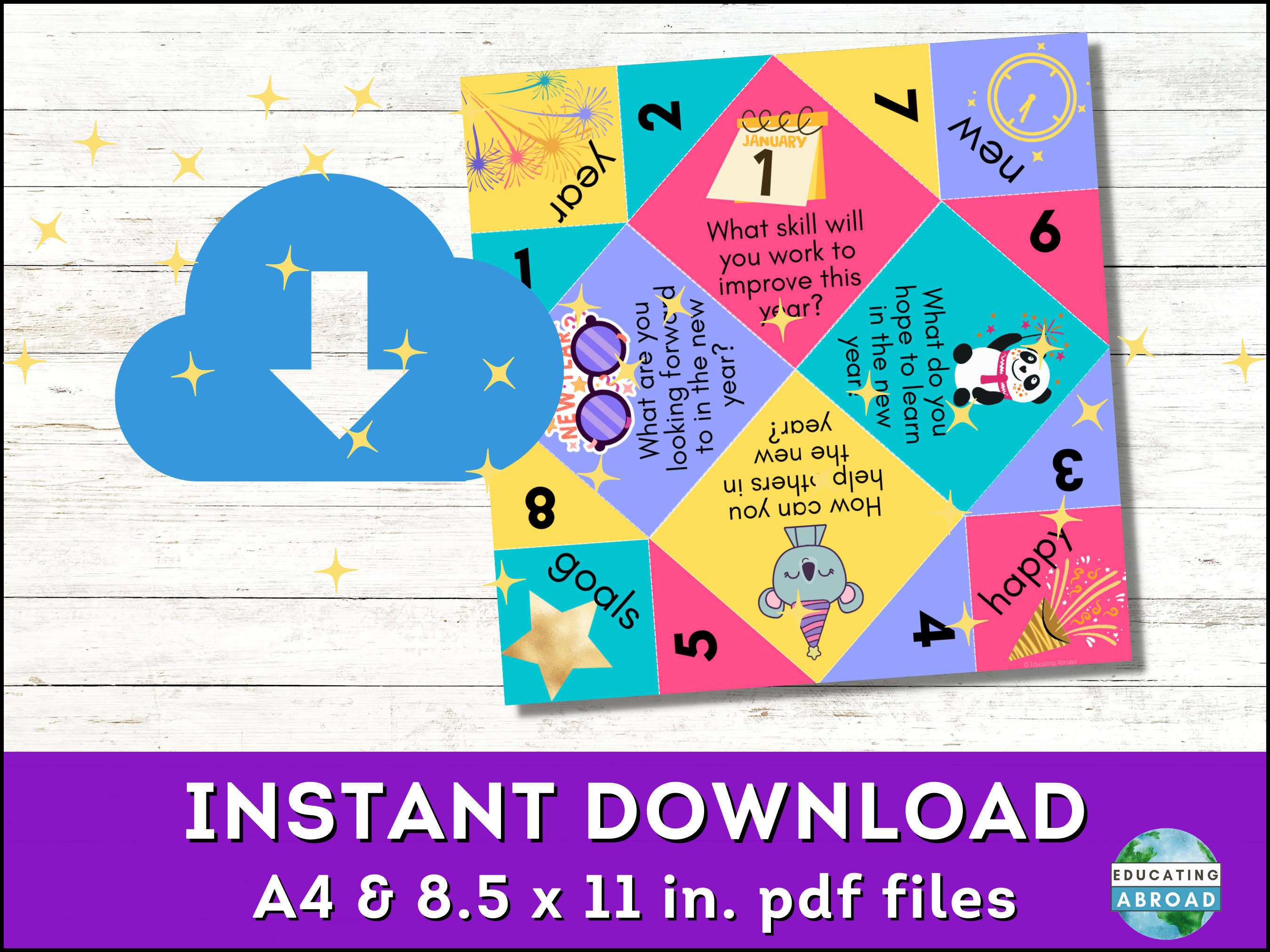 New Year's Eve Origami Fortune Teller: Goal Setting Craft (PDF) - Etsy