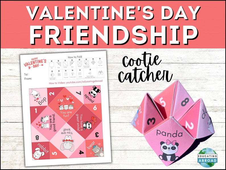 Printable Valentine's Day Cootie Catcher: Kids Friendship Fortune ...