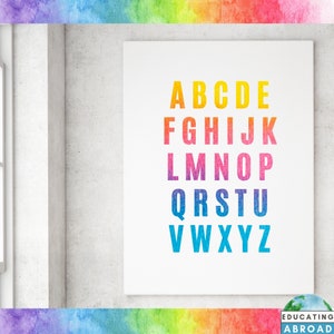 ABC Alphabet Printable Wall Art | Rainbow Classroom Decor | Alphabet ...