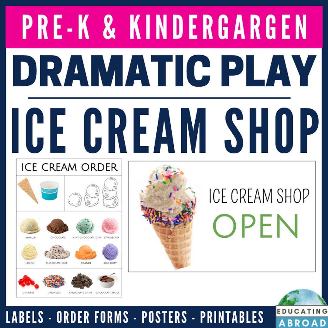 Dramatic Play Printable Ice Cream Shop for Prek to Kindergarten Pretend ...