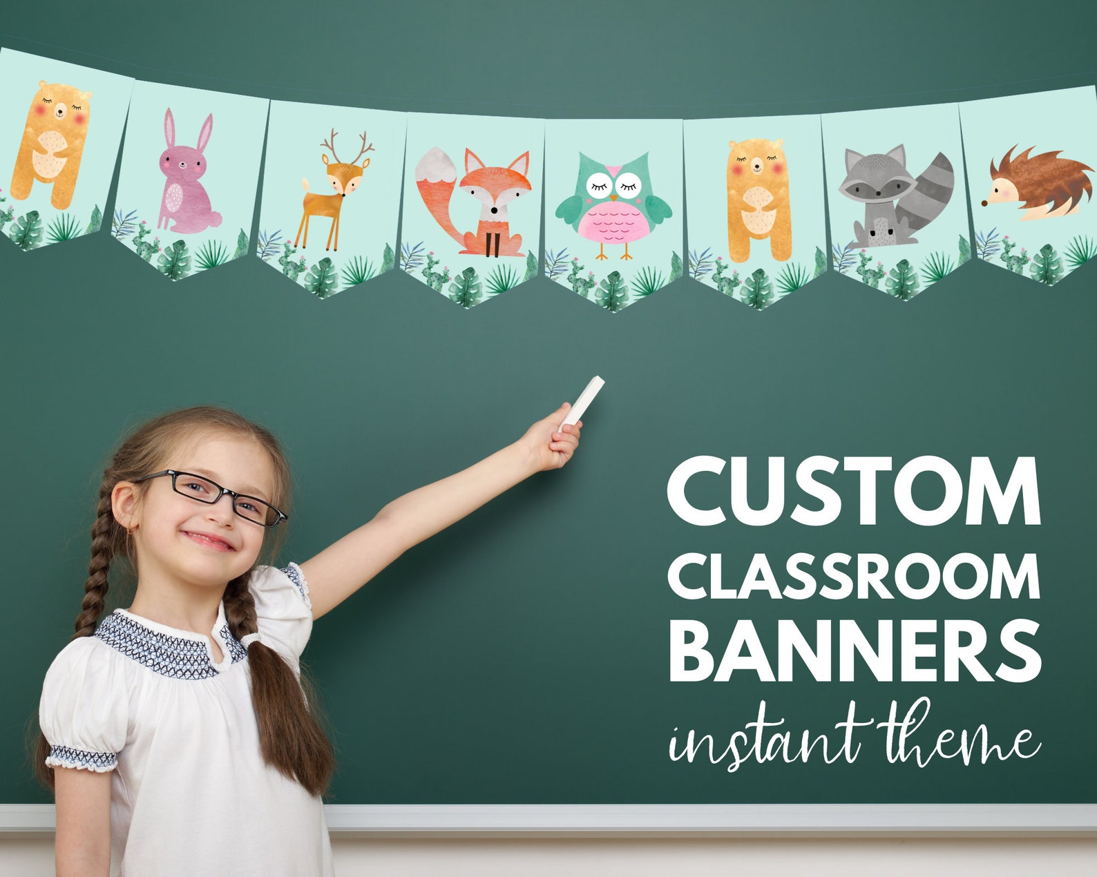 Animal Theme Printable Birthday Bunting Banner Party Decor - Etsy