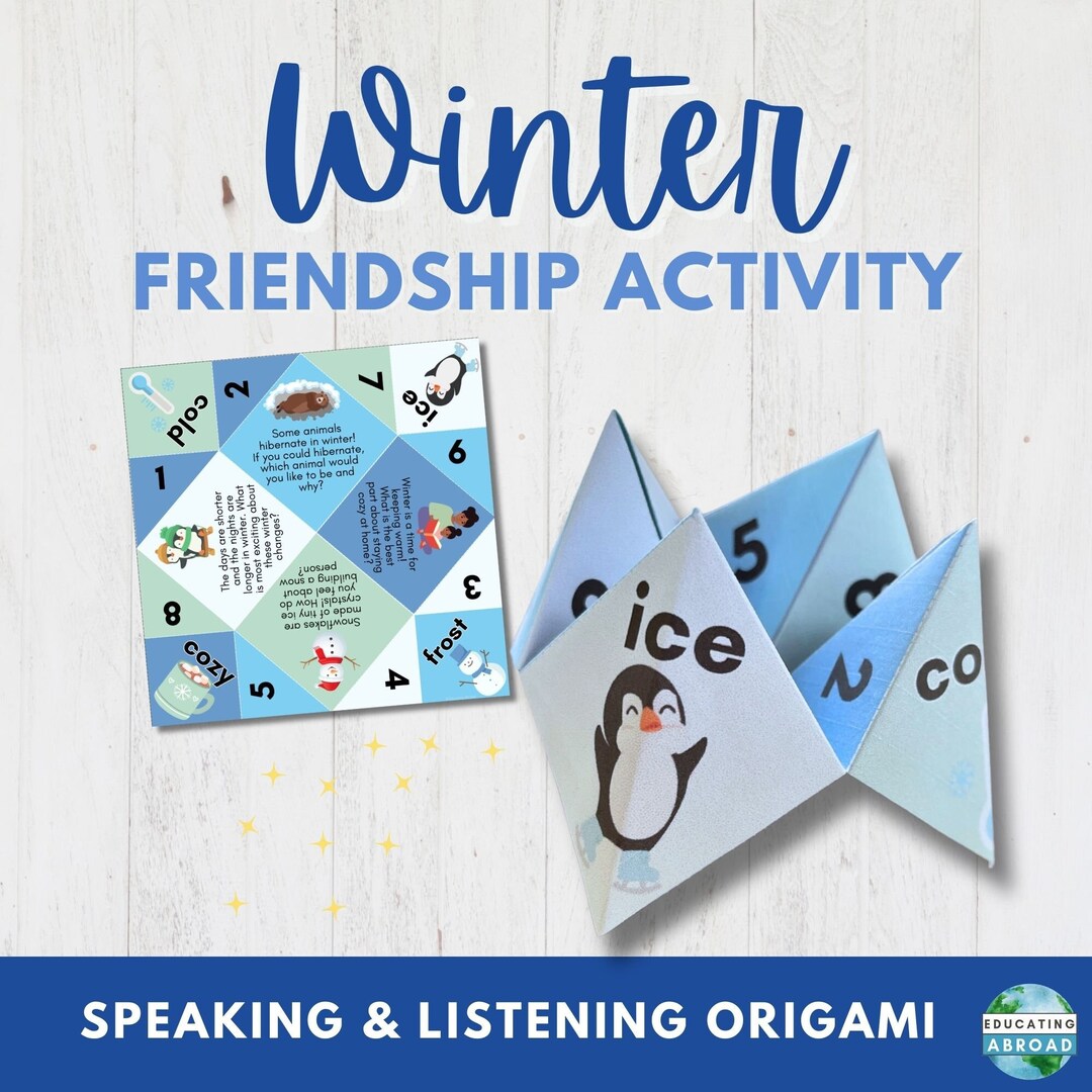 Winter Cootie Catcher Game: Origami Friendship Activity (editable Text ...