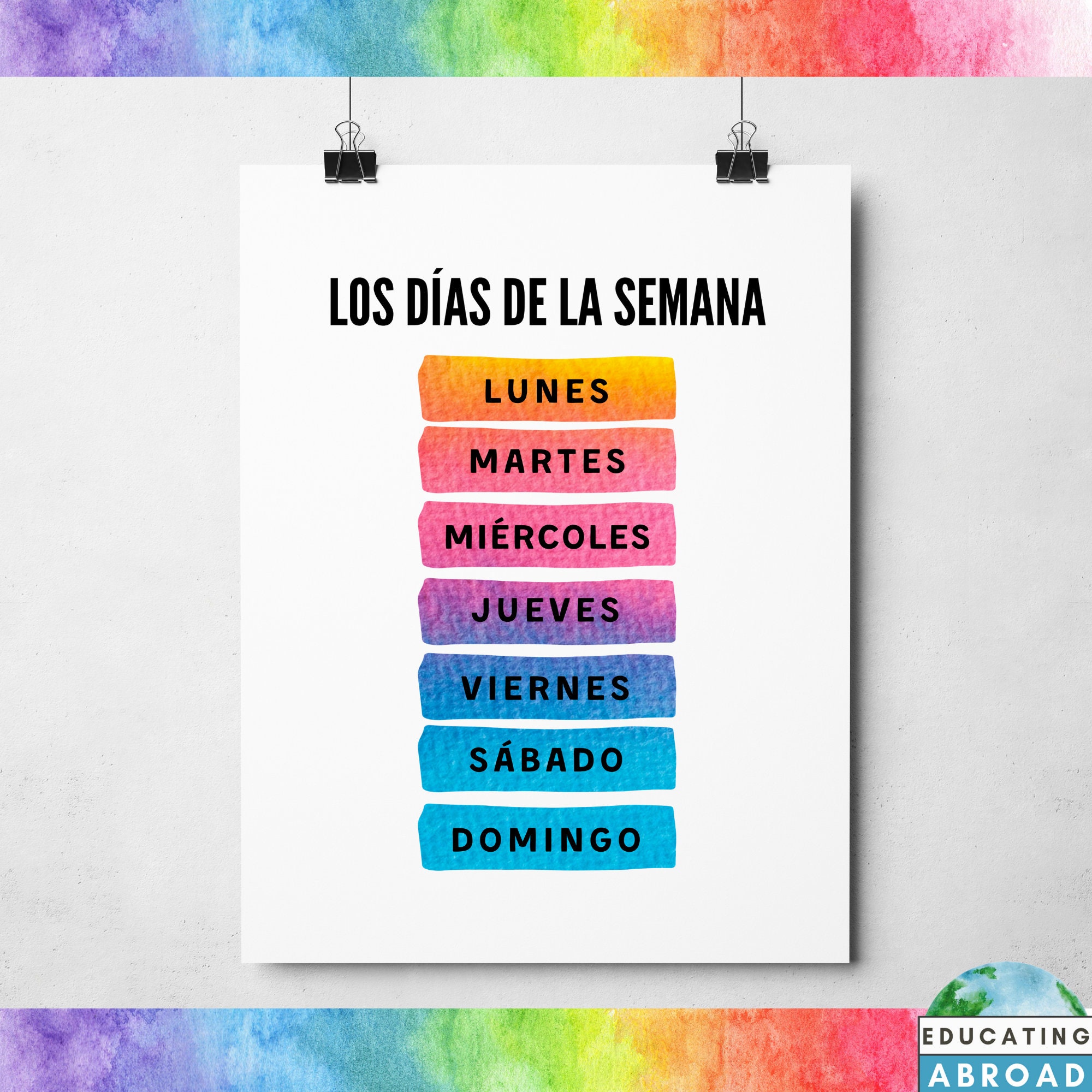 Los Días De La Semana Printable Days of the Week Classroom Decor ...