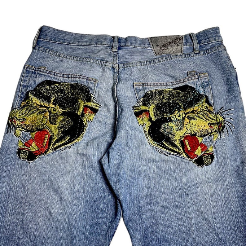Rare Y2K Ed Hardy Vintage Tattoo Wear Tiger Embroidered Jeans / Vintage ...