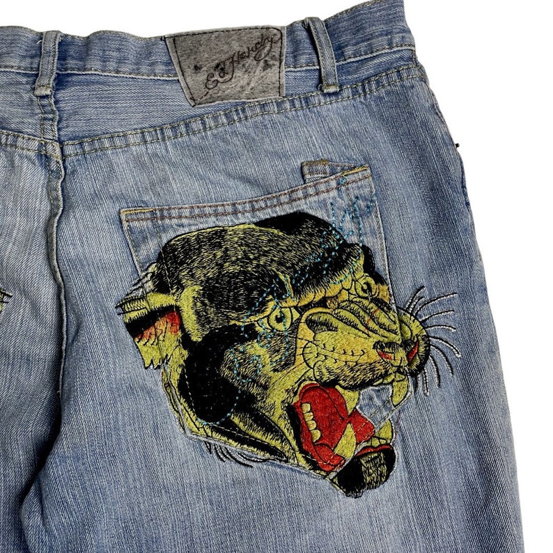 Rare Y2K Ed Hardy Vintage Tattoo Wear Tiger Embroidered Jeans / Vintage ...