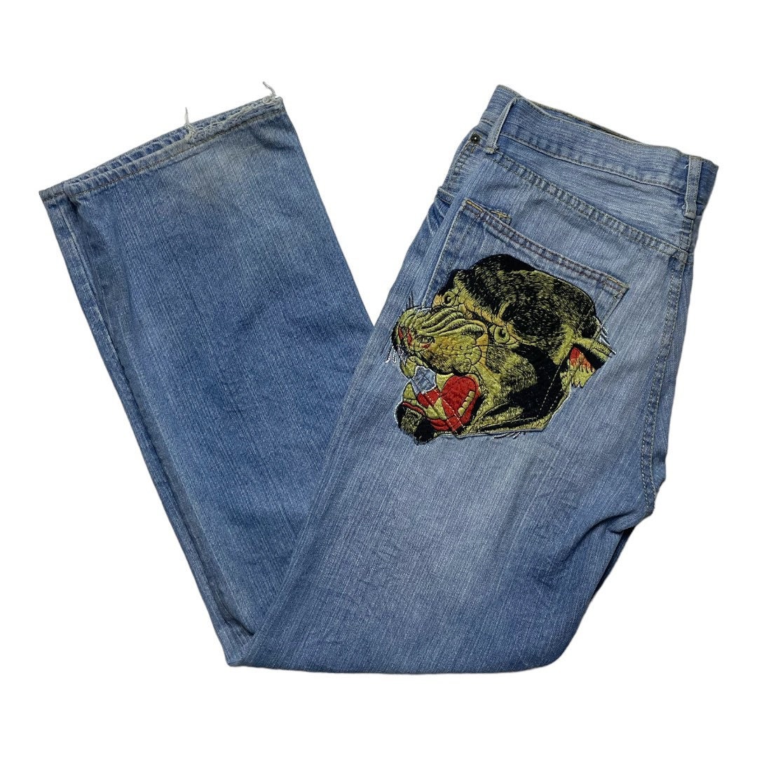 Rare Y2K Ed Hardy Vintage Tattoo Wear Tiger Embroidered Jeans / Vintage ...
