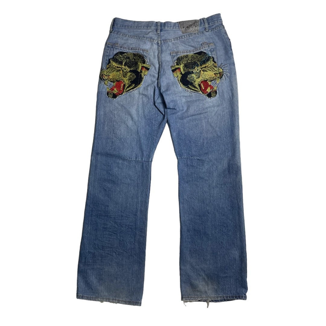 Rare Y2K Ed Hardy Vintage Tattoo Wear Tiger Embroidered Jeans / Vintage ...