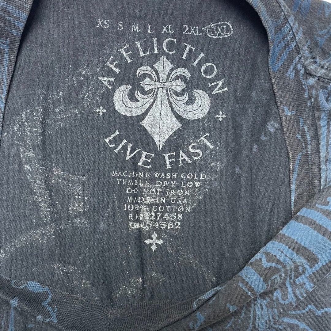 Y2K Affliction T Shirt Live Fast Street Fashion Double Sided / Y2K ...