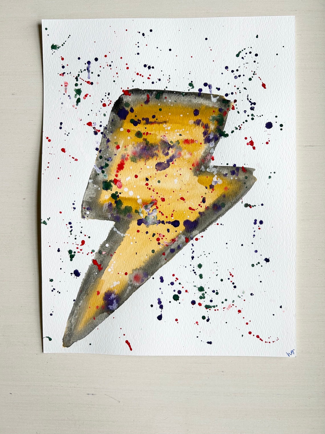 Watercolor Lightning Boltoriginal Artwall Arthome Decornurserykids ...