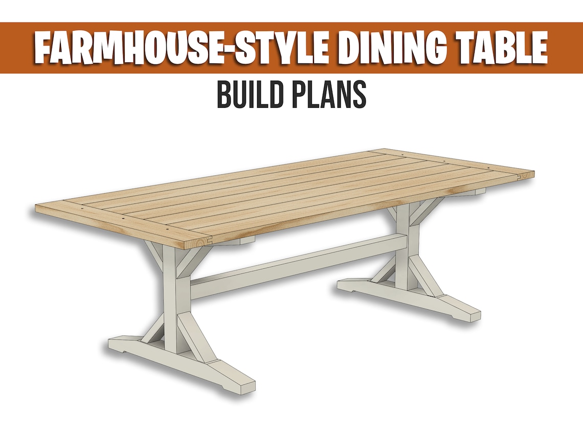 Farmhouse Style Dining Table Build Plans Rustic Furniture - Etsy